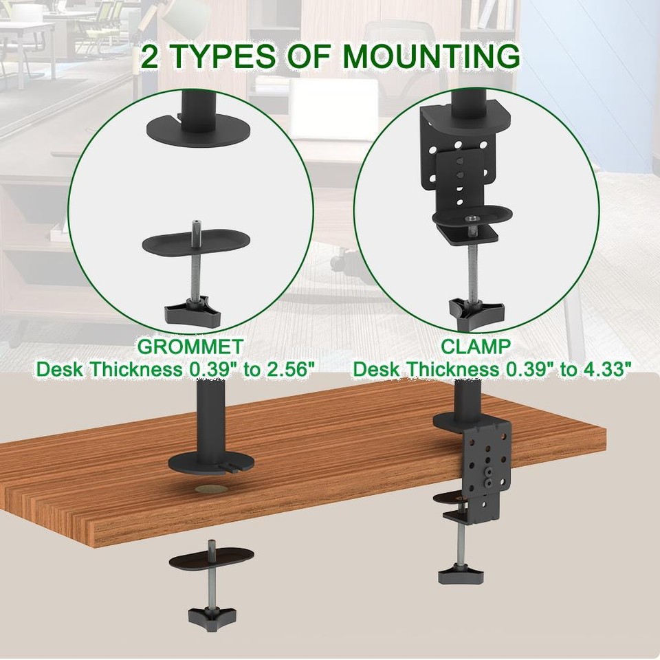 BLACK DOUBLE ARM DESK MOUNT BRACKET LCD COMPUTER MONITOR STAND 13"-27 ...