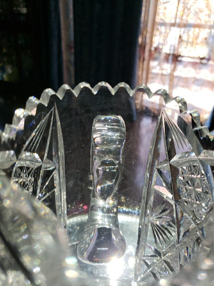 PITCHER TANKARD AMERICAN BRILLIANT PERIOD CUT GLASS CRYSTAL HIGGINS ...