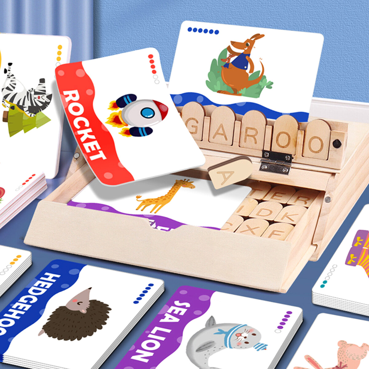 Wooden Alphabet Word Magic Box English Word Spelling Matching Puzzle ...