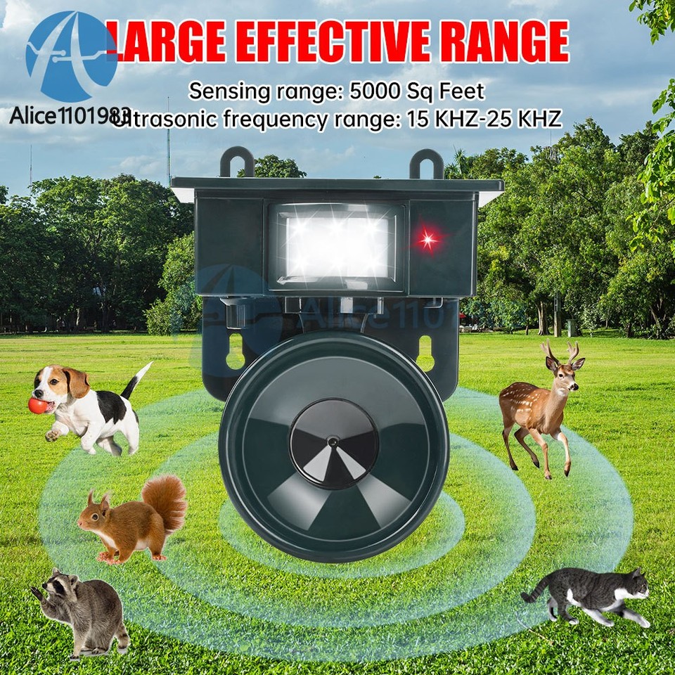 Solar Ultrasonic Bird Repellers Pest Control Scarer Deterrent Fox ...