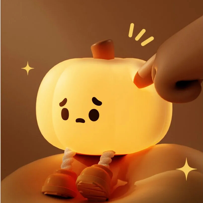 Home Decor Halloween Pumpkin Night Light Cute Soft Silicone Lamp Touch ...