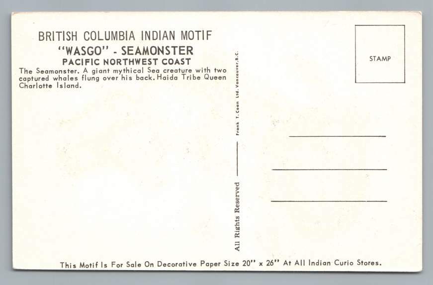 Wasgo Seamonster~British Columbia Indian PC Artist-Signed CB Greul ...