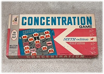 Vintage 1963 Concentration Board Game 6th Edition, Milton Bradley #4950 ...