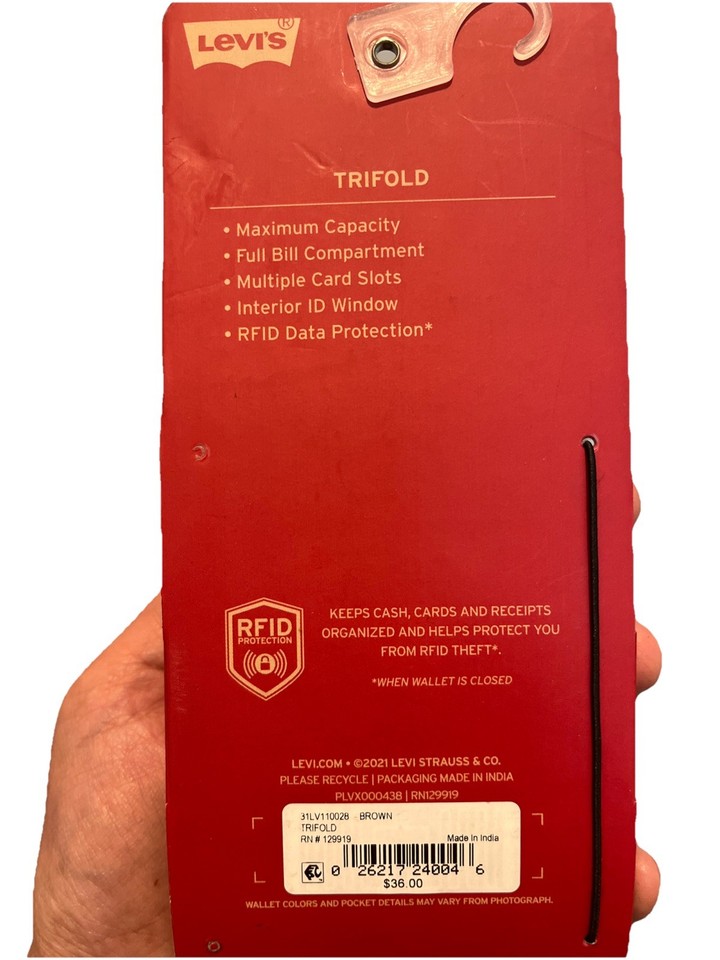 Levis Mens TRIFOLD LEATHER Wallet - Bill & ID Area RFID - BROWN 🌟NEW🌟 ...