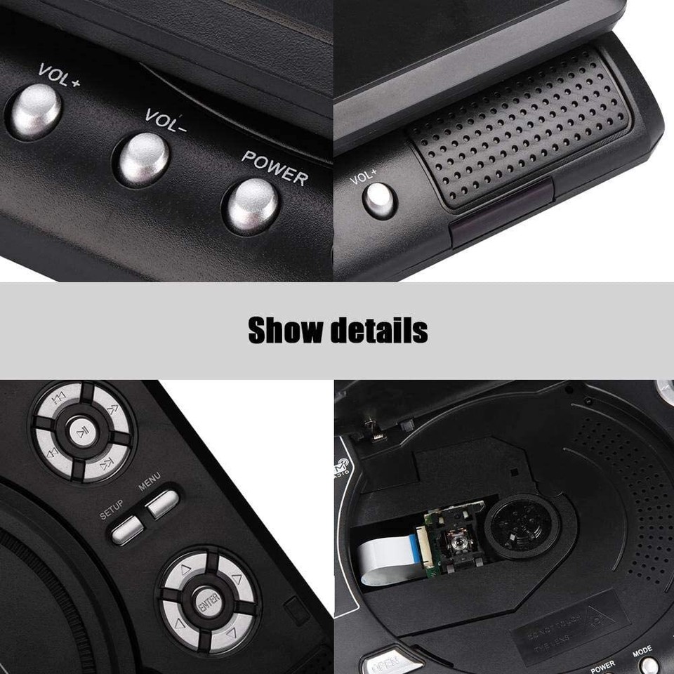 7.8" Portable DVD Player Swivel Screen Rechargeable TV Player Car ...