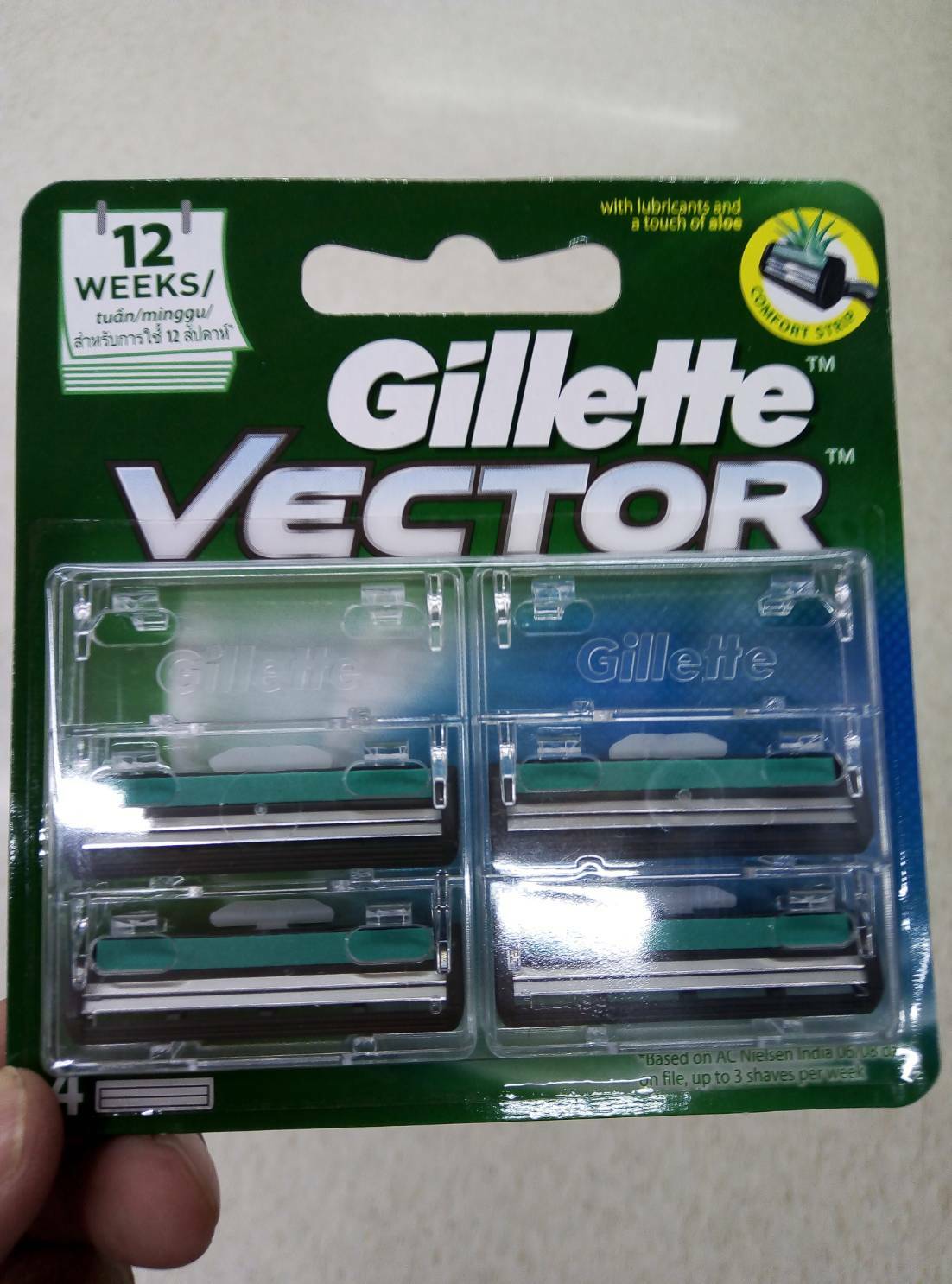 Gillette Shaver Vector Plus Pack 4 Spare Parts Refillable Mustache Free ...