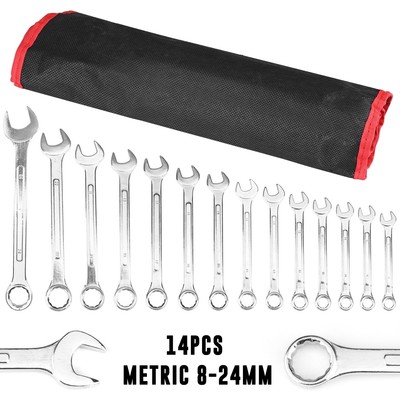 14Pcs Spanner Tool Set Lever Dual Purpose Convex Ribbed Mirror Matte ...