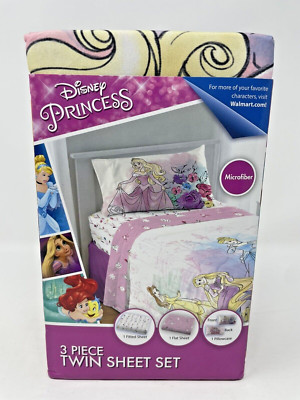 Disney Princess 3 Piece Microfiber Kids' Twin Bed Sheet Set, New | eBay
