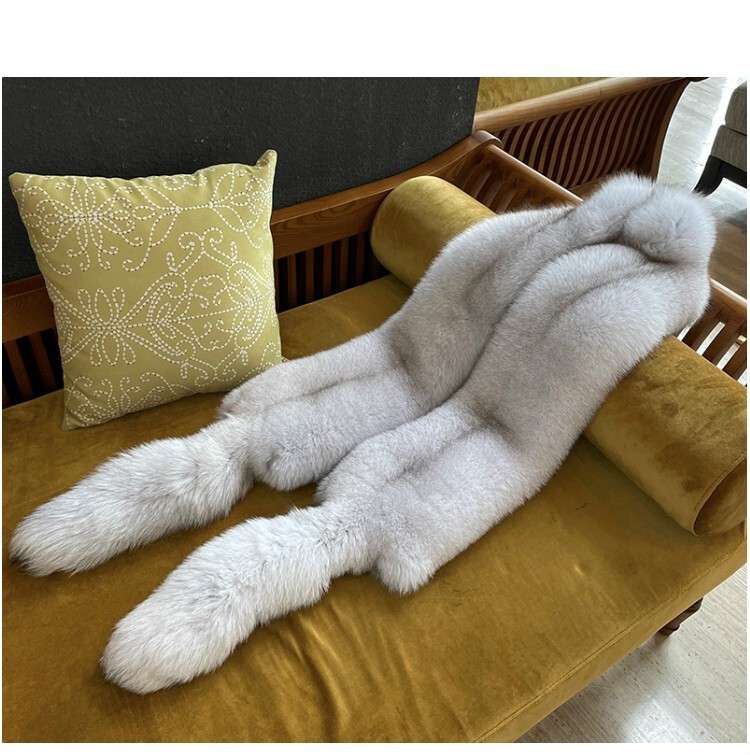 Women's Whole Pelt Real Blue Fox Fur Shawl Scarf Cape Wrap Collar Neck ...