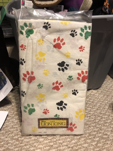 NOS Vtg 90s Disney The Lion King Paw Print Plastic Backed Table Cover ...