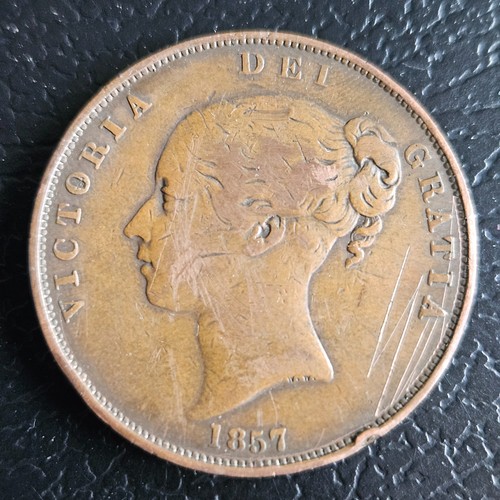 1857 Queen Victoria Young Head Copper Penny Coin | eBay