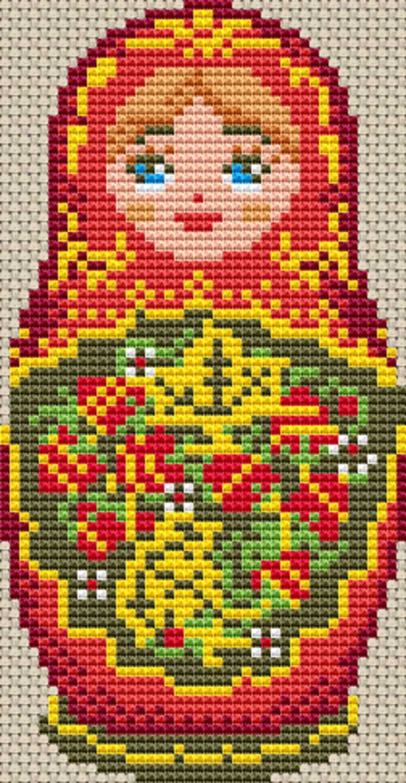 Russian Doll Cross Stitch Chart (Doll Red) | eBay UK