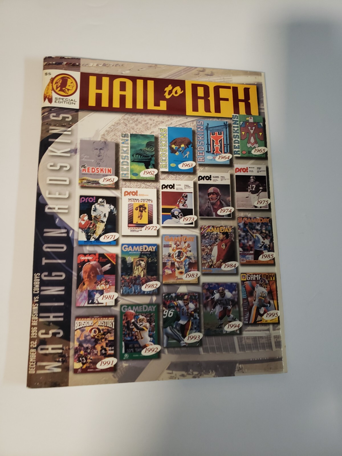 Washington Redskins Game Day Program Dec 22, 1996 RFK Stadium Last Game ...