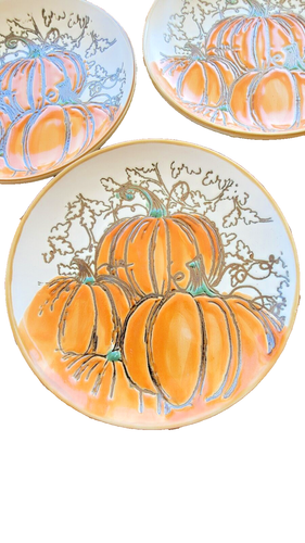ELI ANA Spectrum Designz Pumpkin Appetizer Plate Set of 3 Fall ...