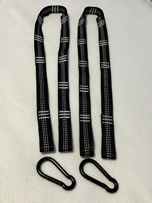 Camping Black Adjustable Tree Straps with Metal Carabiners, 500lbs, Set ...