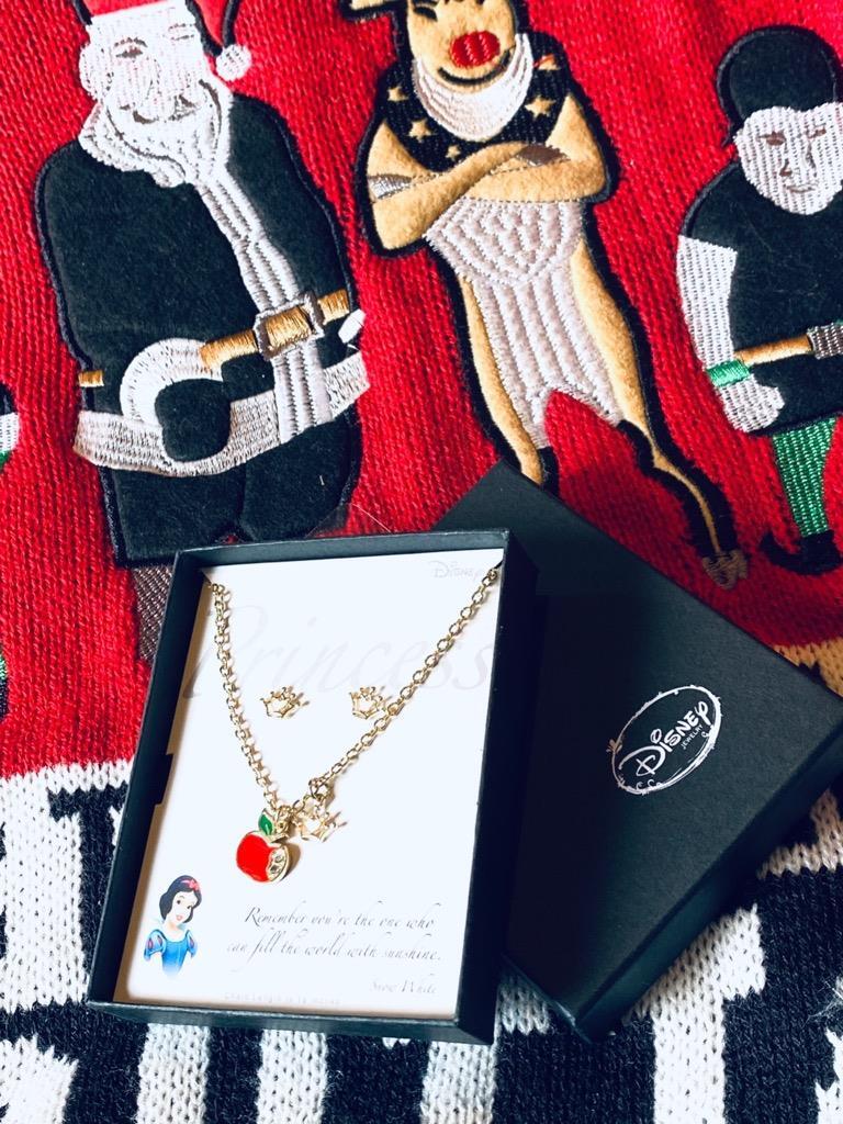 Authentic Disney SNOW WHIE Apple Tiara Necklace Earrings Set GP ...