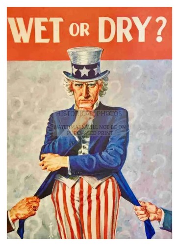 UNCLE SAM "WET OR DRY?" PROHIBITION LIQOUR ALCOHOL VOTE FLYER 5X7 PHOTO ...
