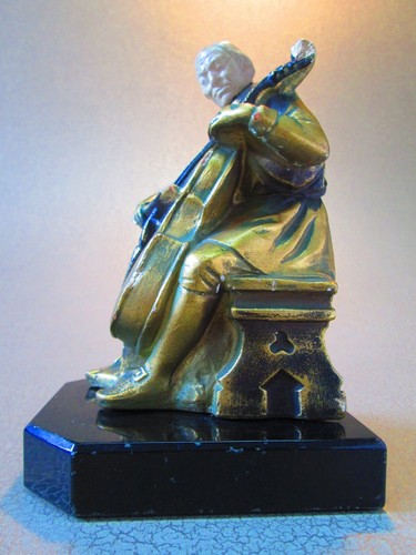 Vintage Cello Player Bookend Cast Plaster made in 1932 Cellist | eBay