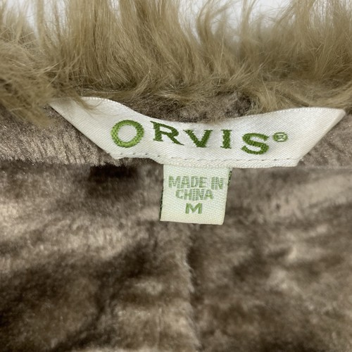 Orvis Womens M Plush Faux Suede Vest Faux Shearling Fur Waistcoat Brown ...