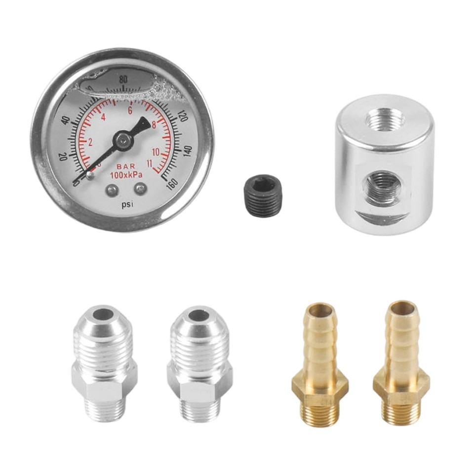 Inline Fuel Pressure Gauge Adaptor Kit With 9mm Hose &AN6 Connections ...
