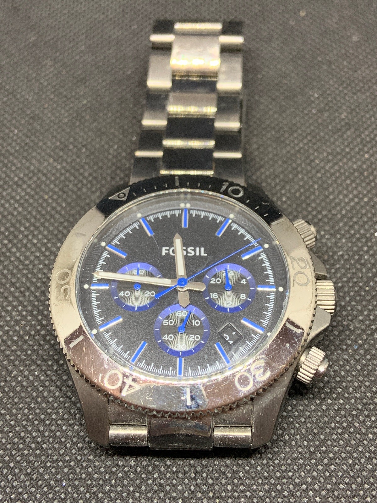 Fossil CH2869 Men's Watch Chronograph Black Dial Smoke Ion Plated ...