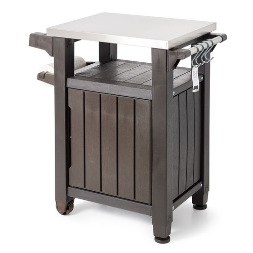 Keter 228833 Unity Indoor/Outdoor BBQ Entertainment Storage Table/Prep ...