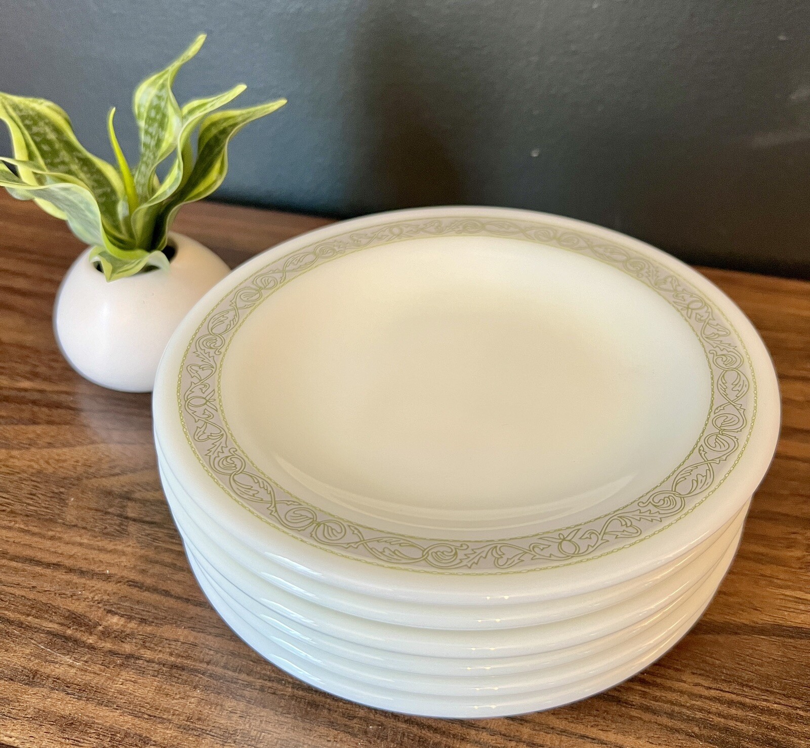 Vintage Pyrex Tableware Green grey Nile Pattern Salad Plates. Set Of 6 ...