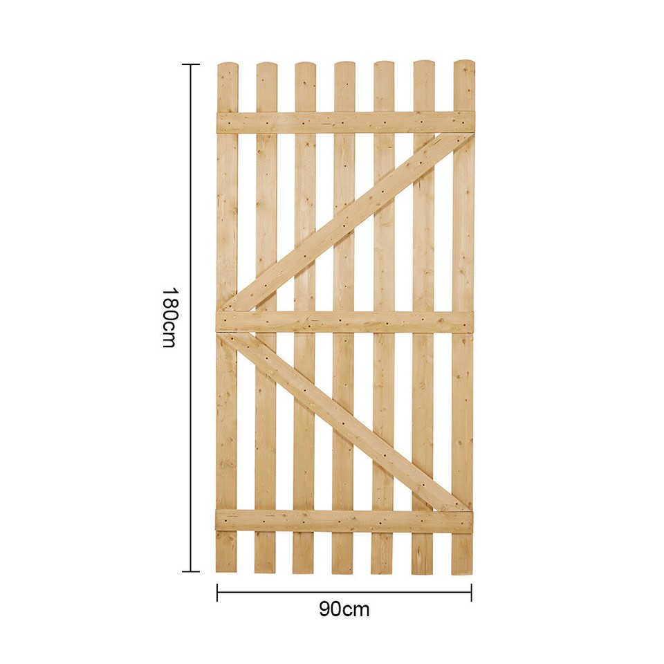 900mm Wide Wooden Round Top Garden Gate Pedestrian Side Gates Picket ...