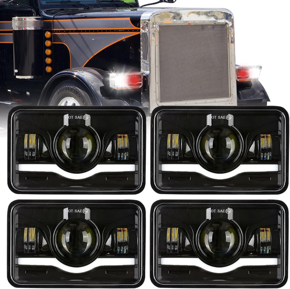 4pcs 4x6" LED Headlights Fit Pontiac Firebird Trans AM 1977 1978 1979 ...