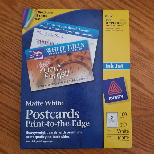 Avery Postcards Matte White 100 Count 4x6" Inkjet Heavyweight Print to ...
