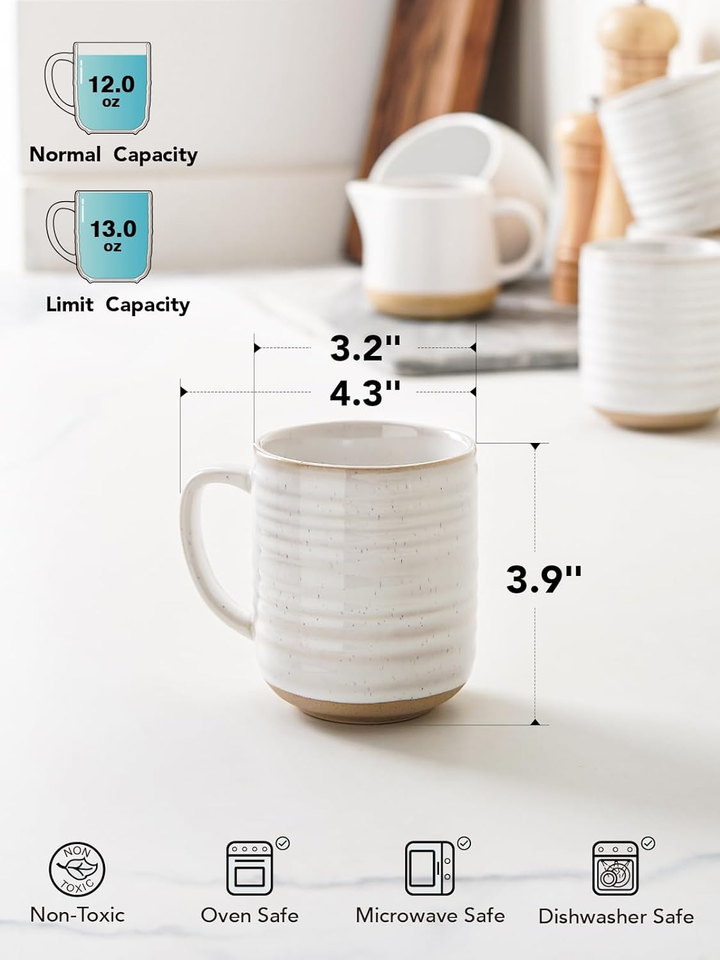 Coffee Mugs 12 Oz Ceramic Mug Set Housewarming Wedding Gift Coffee Cups ...