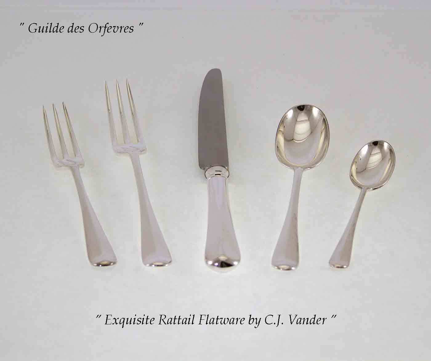 Sterling Silver Flatware 5-pc Place-Setting, Rattail - Hand-Forged | eBay