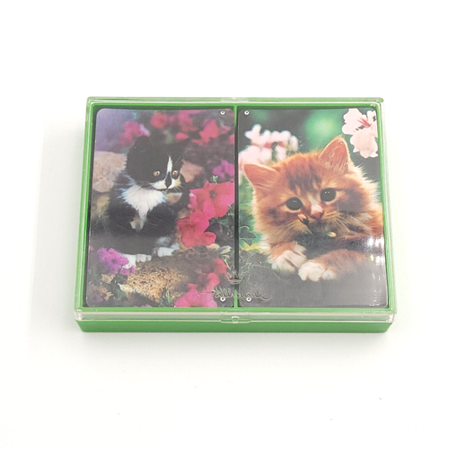 Hallmark Garden Flower Kittens Bridge Double Deck Playing Cards & Case ...