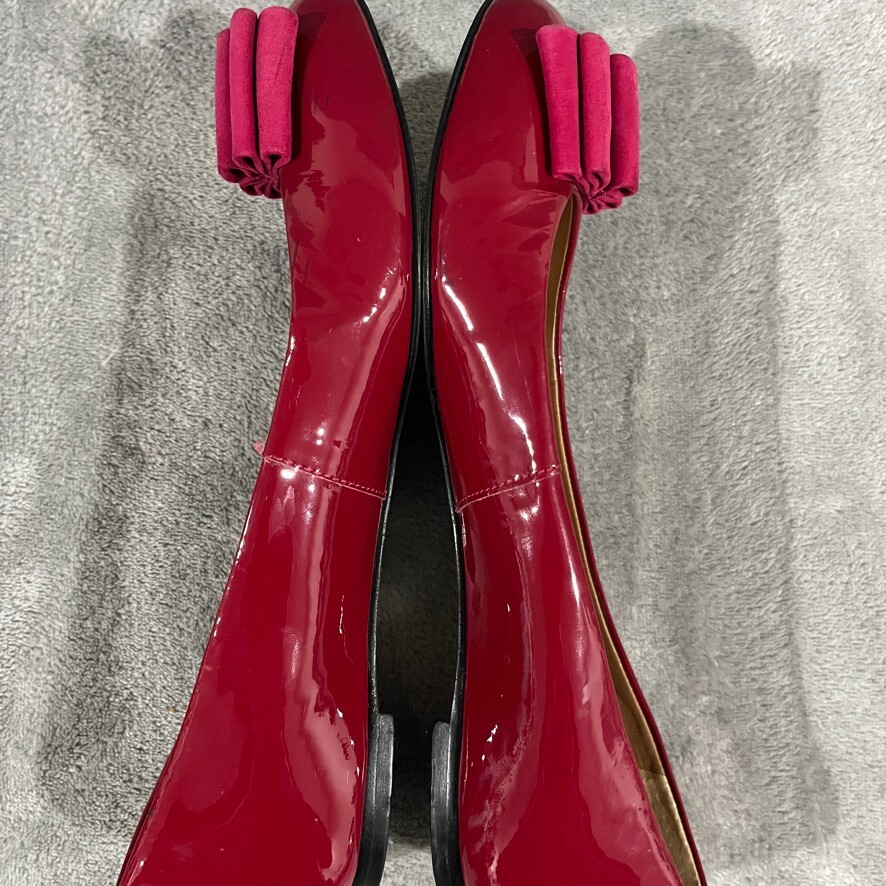 Talbots BRIANA4 RASPBERRY TART Red Patent Leather Suede Bow Ballet ...