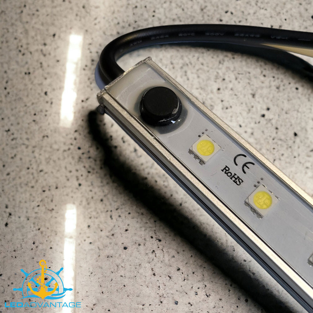 12v 100cm 59-LED Waterproof Rigid Strip BOAT Bar Light & Inbuilt Push ...