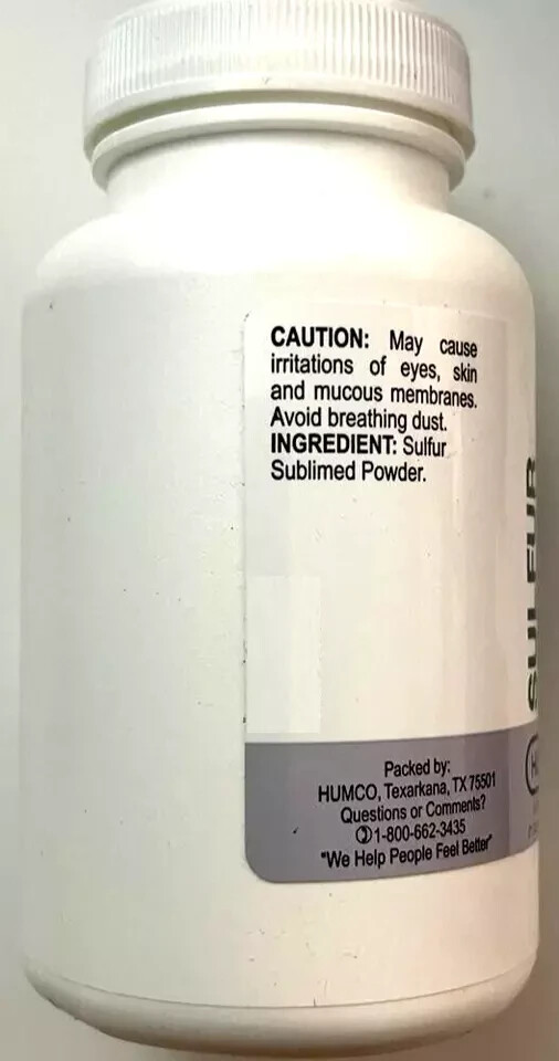 Humco Sulfur USP Sublimed Powder Compounding Agent Skin Disorder Relief ...