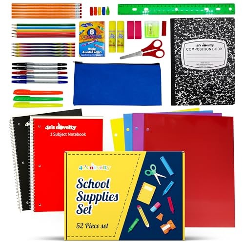 52 Pieces Schools Supplies Kit, Back to School Supply Box with ...