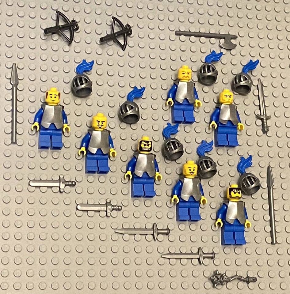 LEGO Blue Knights Minifigures Lot of 7 Armored Medieval Warriors Guys ...