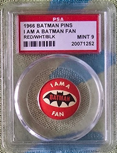 1966 NPP Batman Pins I am a Batman Fan Red/White/Black PSA MINT 9 High ...