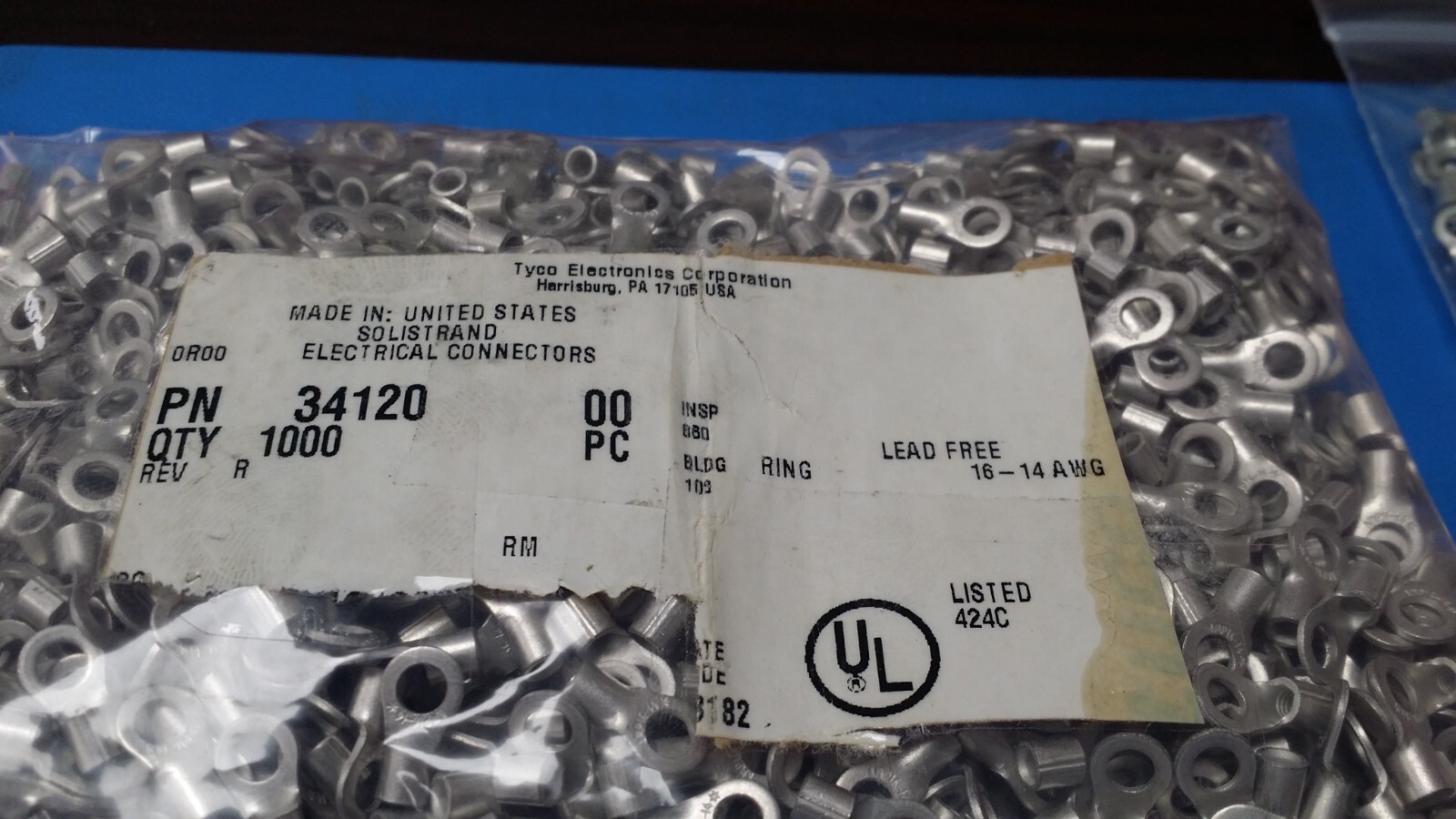 (10 PCS) 34120 TYCO ELECTRONICS CONN RING CIRC 14-16AWG #6 CRIMP ROHS ...