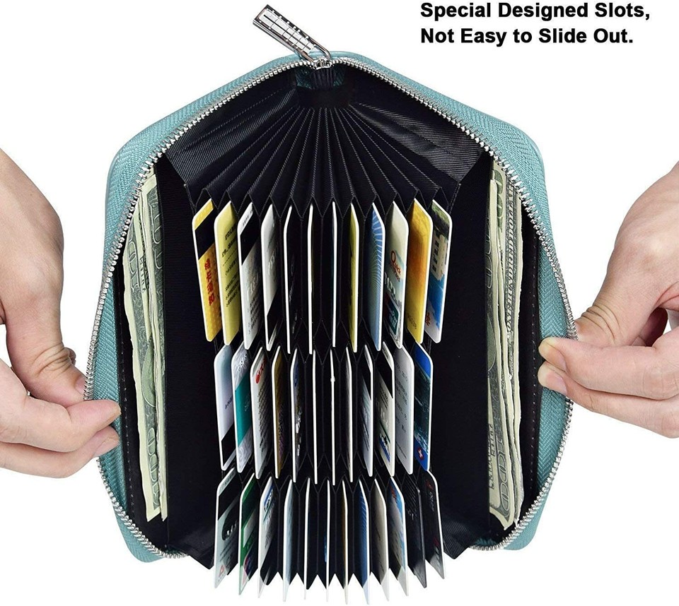 Men Women RFID Blk Leather 36 Slots Multi Credit Card Holder Large ...