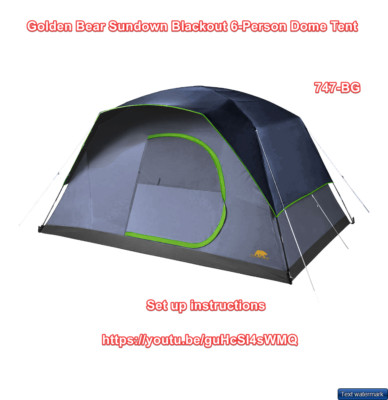 Golden Bear Sundown Blackout 6-Person Dome Tent 10X8 Blue/Gray #747-BG ...