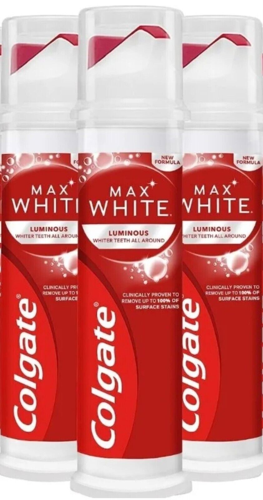 Colgate Max White Luminous Whitening Toothpaste Pump 3x100ml | eBay