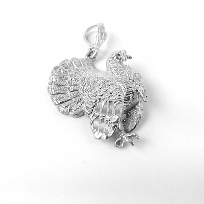 925 Solid Sterling Silver Large Strutting Turkey Pendant, Exceptional ...