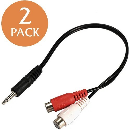 2X 3.5mm Stereo Male Jack To 2 RCA Female Adapter Plug Headphone Y ...