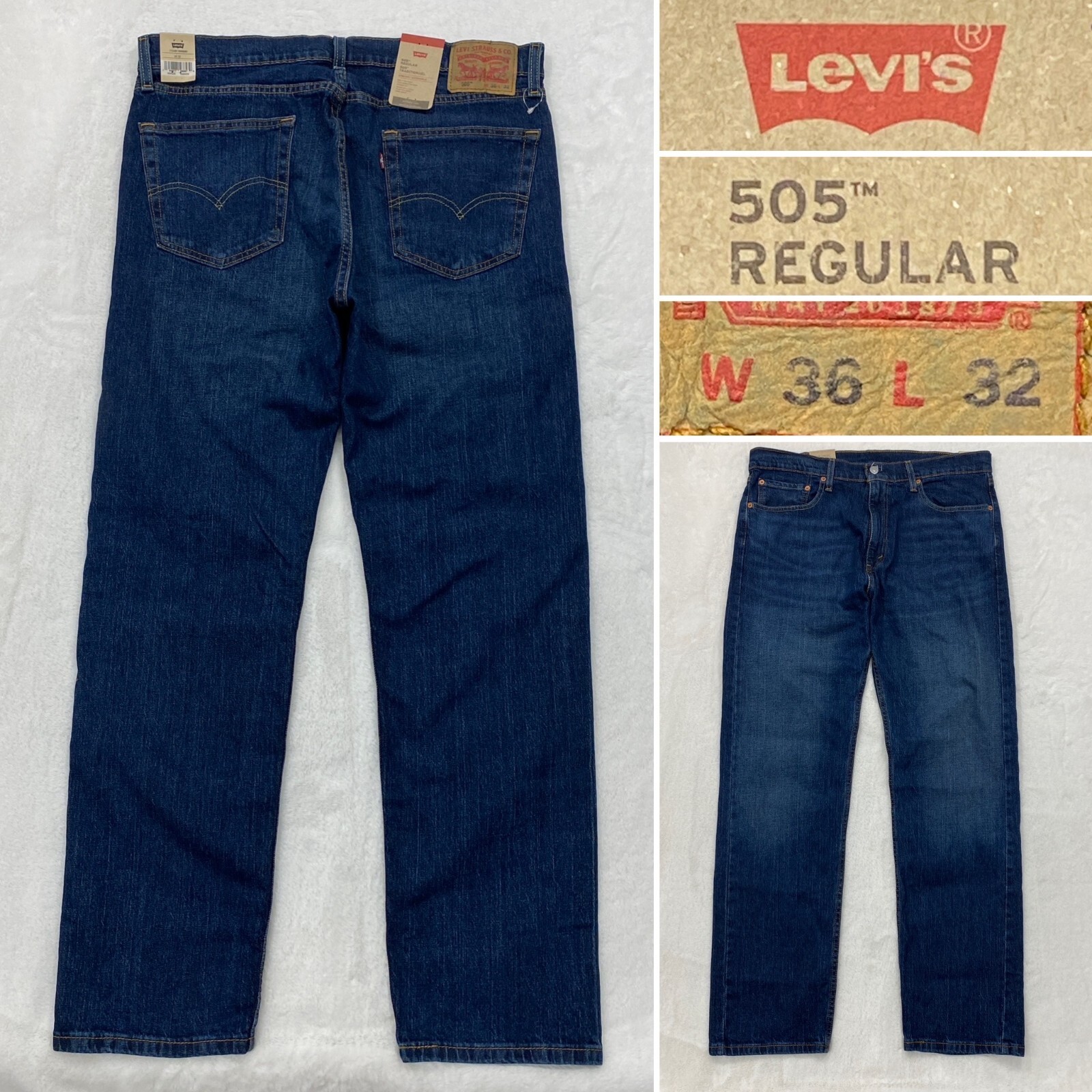 Levi's 505 Straight Leg Jeans Pants Men's 36 x 32" Regular Fit Medium ...