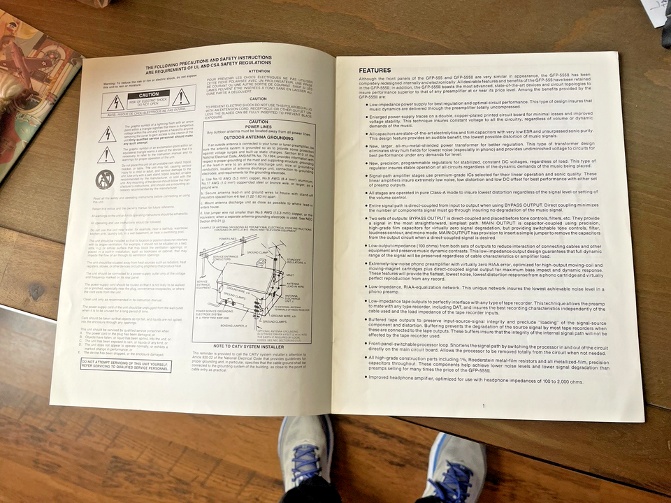 ADCOMGFP-555II PREAMPLIFIER OPERATING INSTRUCTIONS / VERY GOOD ...
