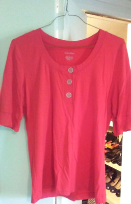 CALVIN KLEIN TOP, DARK ORANGE, SCOOP NECK, BUST-ENHANCING. SIZE LARGE ...