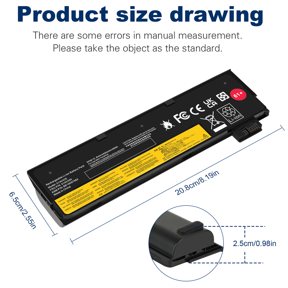 61+ 48WH Battery for Lenovo ThinkPad T470 T480 T570 T580 01AV423 ...