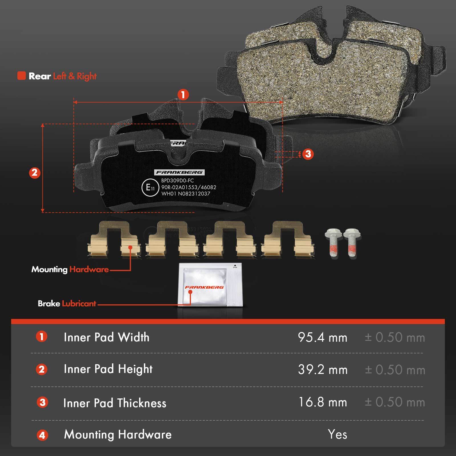 Brake Pads Set Rear for Mini R56 R57 R58 R59 Mini Clubman Cooper One ...